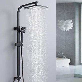 HOMELODY Duschsystem Schwarz Regendusche Duschset ohne Armatur mit &Uuml;berkopfbrause Handbrause Duschs&auml;ule Duschsystem mit Umsteller eckig Duschs&auml;ule f&uuml;r