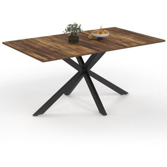 IDMarket Idmarket - Table à manger rectangle alix 8 personnes pied araignée noir et plateau bois foncé hawkins 160 cm