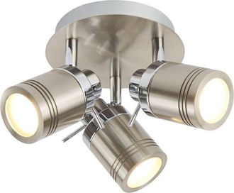 Searchlight Searchlight - Samson - Plafonnier de salle de bains &agrave; 3 ampoules argent satin&eacute; IP44, GU10