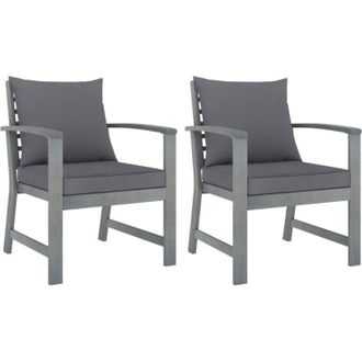 vidaXL Vidaxl - Chaises de jardin 2 pcs avec coussins gris fonc&eacute; Bois dacacia