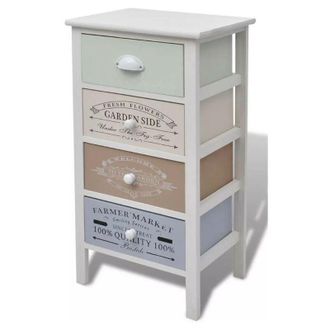 Les Tendances Chiffonnier 4 tiroirs bois paulownia massif blanc Frenchy