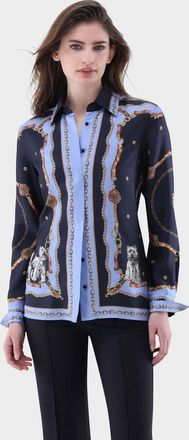 van Laack Hemdbluse aus Seide mit platziertem Druck