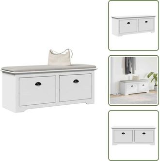 vidaXL Flurbank bodo Wei&szlig; 114x40x45 cm - Flurbank - Flurb&auml;nke - Bank - Flurbank Mit Stauraum