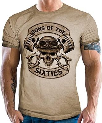 Gasoline Bandit T-Shirt Biker Vintage R&eacute;tro Effet Us&eacute; - Sons of The Sixties - Cadeau Motard 60 Ans, Moto, Homme, Anniversaire, Passion Motocyclette, 4XL
