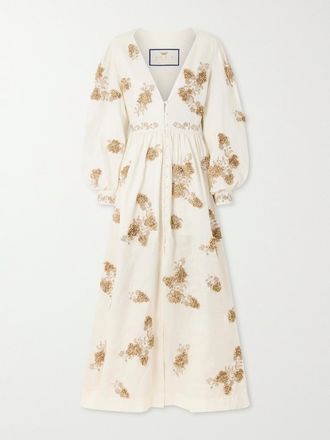 Agua Bendita Frambuesa Maxikleid Aus Baumwolle Mit Stickereien - Mehrfarbig