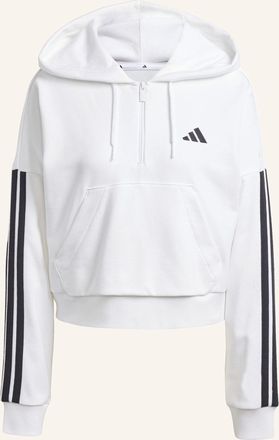adidas Essentials 3-Streifen French Terry Quarter-Zip Hoodie weiss