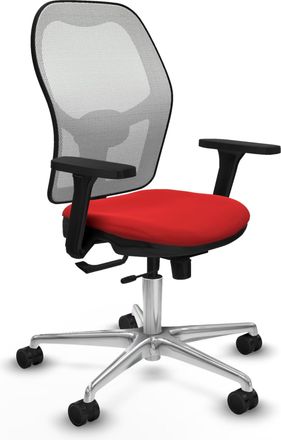 Piqueras y Crespo Arbeitsstuhl mit 3D-Armen, h&ouml;henverstellbare Lendenwirbelst&uuml;tze, ausgestattet mit Syncro/Traslack und injiziertem Schaumstoff, Wei&szlig;/Rot