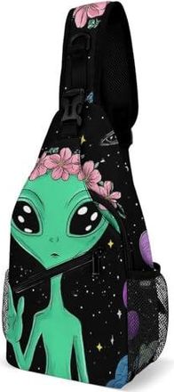 Generic Sacoche Tactique Art extraterrestre psych&eacute;d&eacute;lique L&eacute;ger Sac De Poitrine Casual Sac DEpaule pour Voyage Cyclisme Randonn&eacute;e
