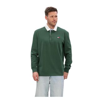 Tommy Jeans TJM RLX ESS Badge Rugby - - Tops - Herren - Gr&uuml;n - XL