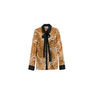Twinset Animal Print Chiffon und Seidenbluse - - Blouses & Shirts - Damen - Braun - XL