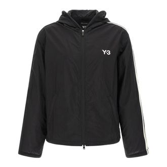 Yohji Yamamoto Homme, Vestes, Noir, Taille: 2XS Nylon Wired 3 Stripes Track Top