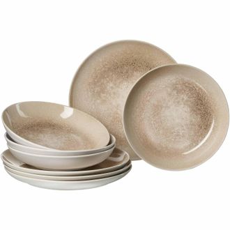 Ritzenhoff & Breker Savora Tafel-Set 8-teilig f&uuml;r 4 Personen - Modernes Geschirr aus Steinzeug im Used-Look - Sp&uuml;lmaschinenfest & Mikrowellengeeignet - Speiseteller & Sup