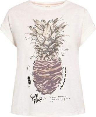 Cartoon Kurzarmshirt Damen mit &Auml;rmelaufschlag (1-tlg)