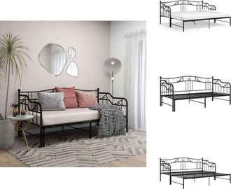 vidaXL Ausziehsofa Bettgestell Schwarz Metall 90x200 cm - Sofabett - Ausziehsofa - Schlafsofa - Gästebett - Bettgestell