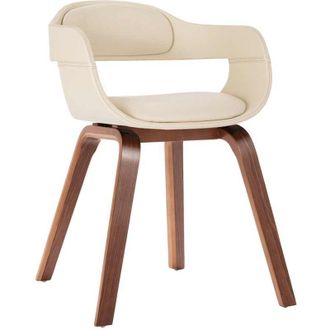 vidaXL Vidaxl - Chaise de salle &agrave; manger blanche en similicuir - Bois courb&eacute; - Dimensions 49x51x70 cm - Confort optimal avec dossier rembourr&eacute;