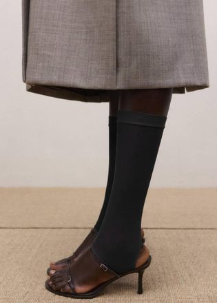 Mango Chaussettes &agrave; bout ouvert noir - Femme - Taille unique - MANGO