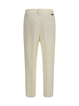 Versace Stretch Wool with Satin Side Bands Trousers - White