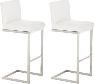 Clp Ensemble de 2 tabourets de bar Paros en similicuir Blanc