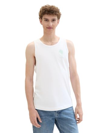 Tom Tailor Herren 1043178 Sommer Tanktop mit Palmen-Motiv, 20000-White, L