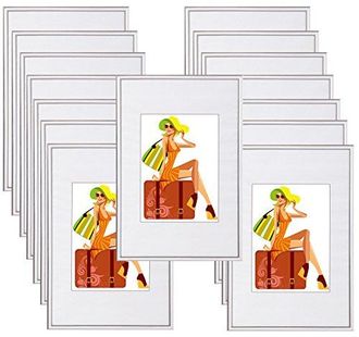 Woltu Lot de 15 Cadre Photo 10x15 cm avec Passe Partout, Cadre et Plaque en Plastique pour Décoration Murale ou sur Table, à Poser Horizontalement ou Vertic