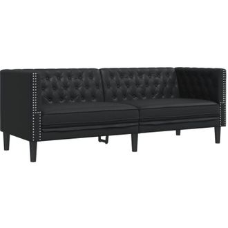 vidaXL Vidaxl - Canap&eacute; &agrave; 3 places Chesterfield noir similicuir