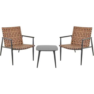 Beliani Bistro Set ZIRIA Polyrattan Braun