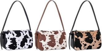 Generic Sac &agrave; bandouli&egrave;re motif vache, sac carr&eacute; tendance, grande poche sous le bras pour femme (caf&eacute;)