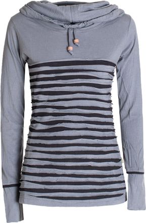 vishes Cutwork Sweater aus Baumwolle mit Kragen - Alternative Bekleidung grau-schwarz 42-44