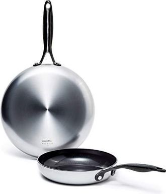 GreenPan Venice Pro Noir 26cm & 30cm Bratpfannen-Set, 3-lagiger Edelstahl, gesunde Keramik-Antihaftbeschichtung, Mattschwarzer Griff, PFAS-frei, Induktion, Spü