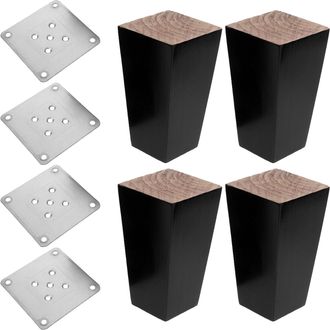 OSALADI 4 Stück Teiliges Massivholz Möbelfüße Quadratisch mit Anti-rutsch-Pads Stabile Sofa Sesselbeine Ersatz für Couch Ottomane Kommode und Couchtisch in Na