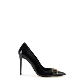 Elisabetta Franchi Femme, Chaussures, Noir, Taille: 40 EU Escarpin en cuir avec d&eacute;tail logo