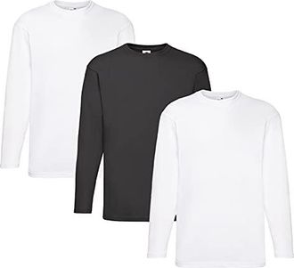 Fruit Of The Loom Fruit of The Loom T-Shirt &agrave; Manches Longues Valueweight pour Homme, 2 Blancs + 1 Noir + 1 Bloc-Notes, XXL