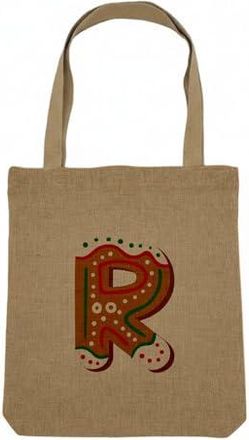 Fabulous Sac Shopping Tote Bag Aspect Lin - R Romain Rose Lettre Alphabet Pr&eacute;nom Noel Enfant - Sac de Courses Toile Epaisse 360g Beige Naturel Cabas Port&eacute; Epau
