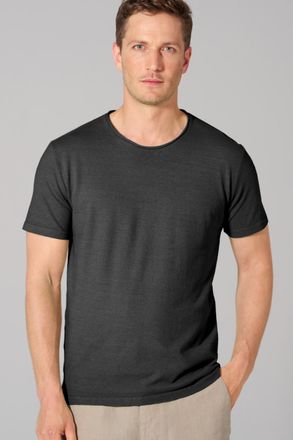 Hempage Hempage Herren vegan T-Shirt Rolled Hem Schwarz