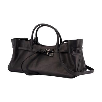Margesherwood Womens Grandma Used Bag - Margesherwood Leather Black Cowhide Handbags-Purses