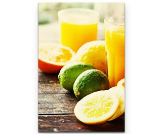 Paul Sinus Art Leinwandbilder | Bilder Leinwand 90x60cm Zitrusfrüchte und Saft