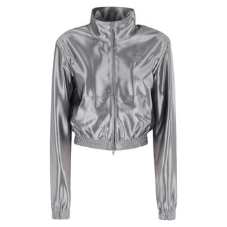 Alexander Wang Femme, Vestes, Gris, Taille: 38 FR Veste Noire &agrave; Fermeture &Eacute;clair R&eacute;tr&eacute;cie