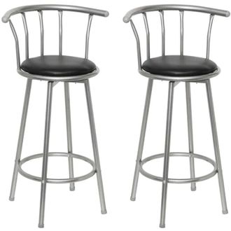 vidaXL Vidaxl - Lot de 2 tabourets de bar hauts noir similicuir - Hauteur dassise 75 cm - Construction en acier robuste - Design ergonomique