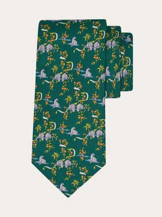 Ferragamo Herren Seidenkrawatte mit Amazzone-Print Gr&uuml;n