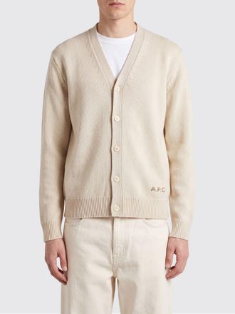 A.P.C. A. P.C. Cardigan en pure laine &agrave; col V avec logo contrastant