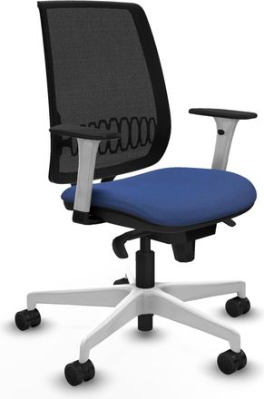 Piqueras y Crespo Schreibtischstuhl aus Alaros-Mesh, mit wei&szlig;en und schwarzen Armlehnen, h&ouml;henverstellbare Lendenwirbelst&uuml;tze, ausgestattet mit 5 Positionen und injizie