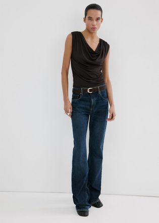 Mango Drapiertes eng anliegendes T-Shirt braun - Damen - XXS - MANGO