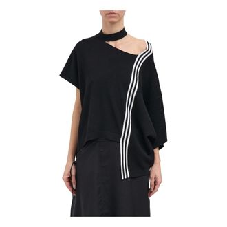 Yohji Yamamoto Femme, Pulls, Noir, Taille: 38 FR Top Asimmetrico in Maglia
