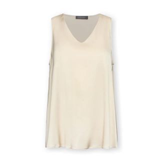Elena Miro Viskose Satin V-Ausschnitt Top - - Tops - Damen - Beige - 6XL
