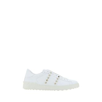 Valentino Garavani Homme, Chaussures, Blanc, Taille: 41 1/2 EU Baskets Slip-On Rockstud en Cuir