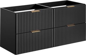 Vente-Unique Vente-unique - Meuble sous vasque suspendu stri&eacute; - Noir - L120 cm - zevara