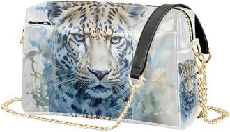 Mnsruu Sacs à bandoulière pour femme, sac à main en cuir aquarelle tête de léopard
