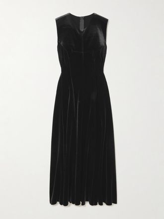 Norma Kamali Grace Midikleid Aus Stretch-samt - Schwarz