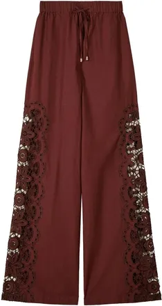 Patrizia Pepe Femme, Pantalons, Brun, Taille: 42 FR Pantalon en mousseline de coton