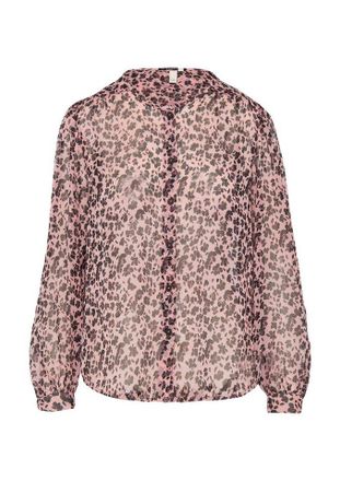 QS by s.Oliver Langarmbluse Bluse Leicht transparente Chiffonbluse mit All-over-Print